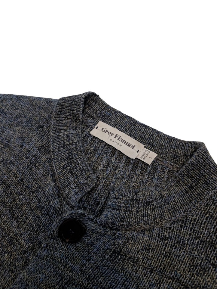 Inis Meain Men's Linen Cardigan Blue Melange Size Large | eBay