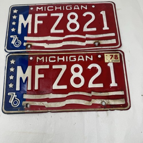 1976 Michigan License Plates Bicentennial MFZ821 | eBay