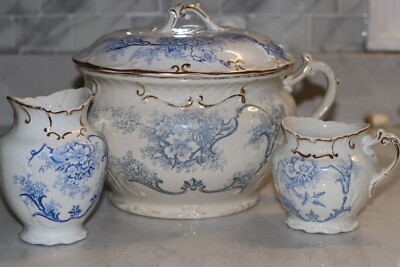 Antique Alba China BONA FAMA EST MELIOR ZONA AUREA PITCHER BASIN 1850 ...