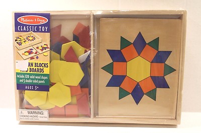 Melissa & Doug Wooden Pattern Blocks and Boards Set Educational Toy ...