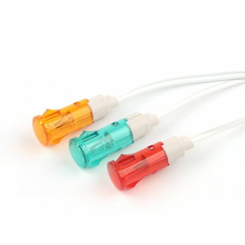 5Pcs Signal Lamp Panel Mounting Neon Indicator DC 12V/24V 10mm Guiding ...
