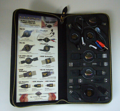 ULTRA 13 PIECE ZIP CORD CABLE CONNECTION KIT OEM CASE SELF-RETRACTING ...