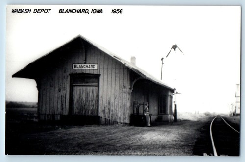 1956 Wabash Blanchard Iowa IA Railroad Train Depot Station RPPC Photo ...