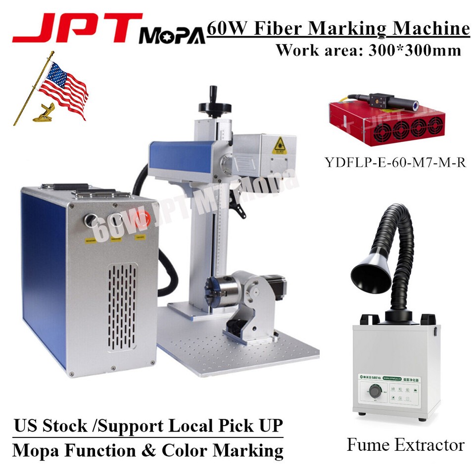 60W JPT M7 Mopa 300*300mm Fiber Laser Marking Machine Color Marking【US ...