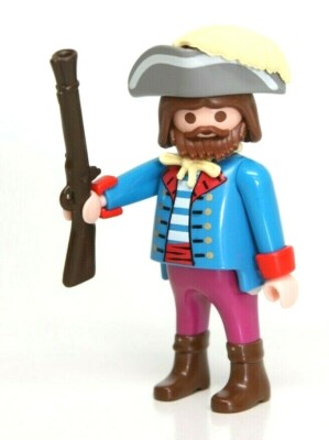 Playmobil Figure Chubby Pirate Ship Captain w/ Hat Plume Rifle Bow Tie ...