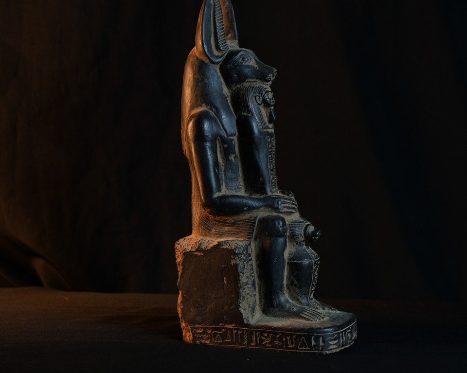 RARE ANTIQUE ANCIENT EGYPTIAN Statue Seated Anubis Ushabti Canopic Jar ...