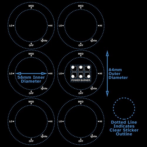 White 6x Large Dials IGNITE HI MED LO AC/CCW 58mm 2.3" Hob Cooktop ...