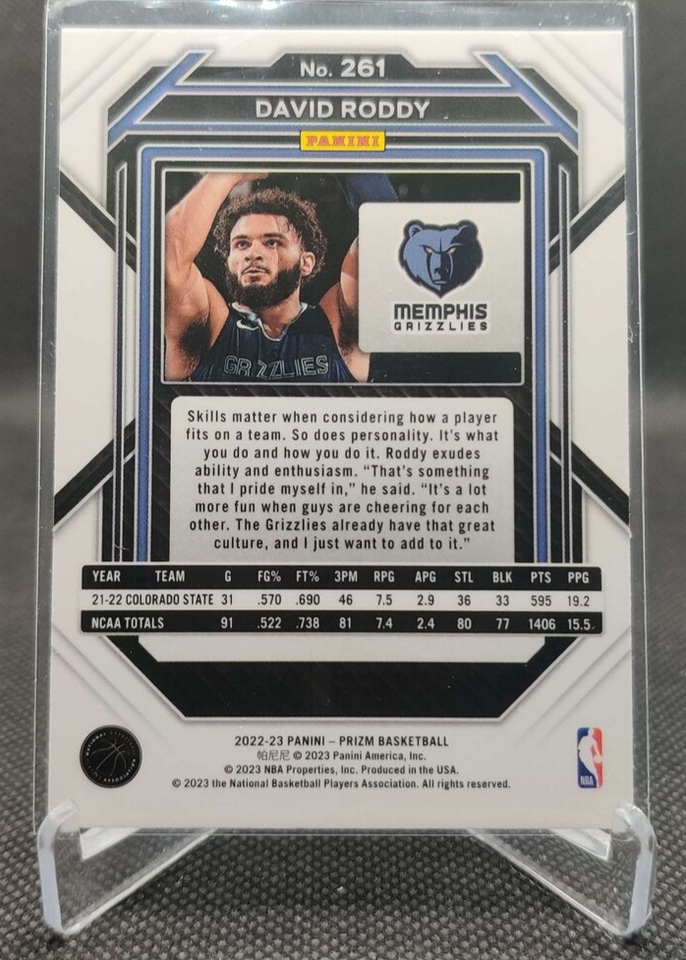 2022-23 Panini Prizm #261 David Roddy Rookie RC Memphis Grizzlies card ...
