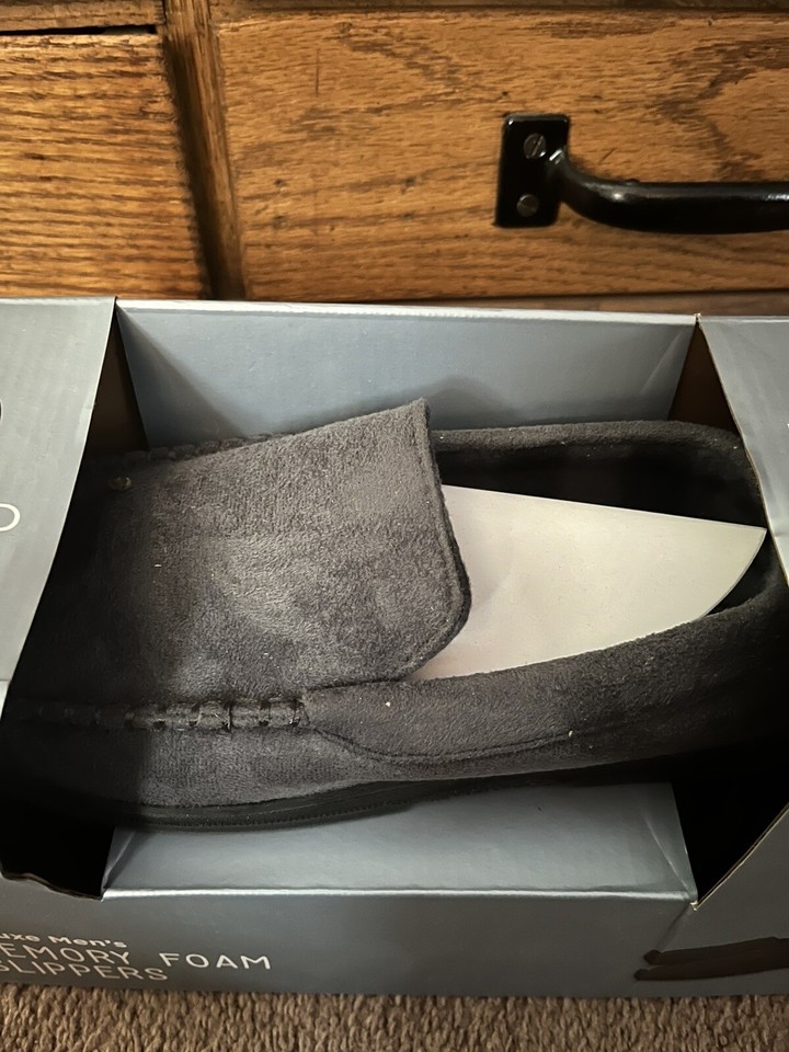 New MENS Wayland Square Deluxe Moccasin Memory Foam Slippers Gray Size ...