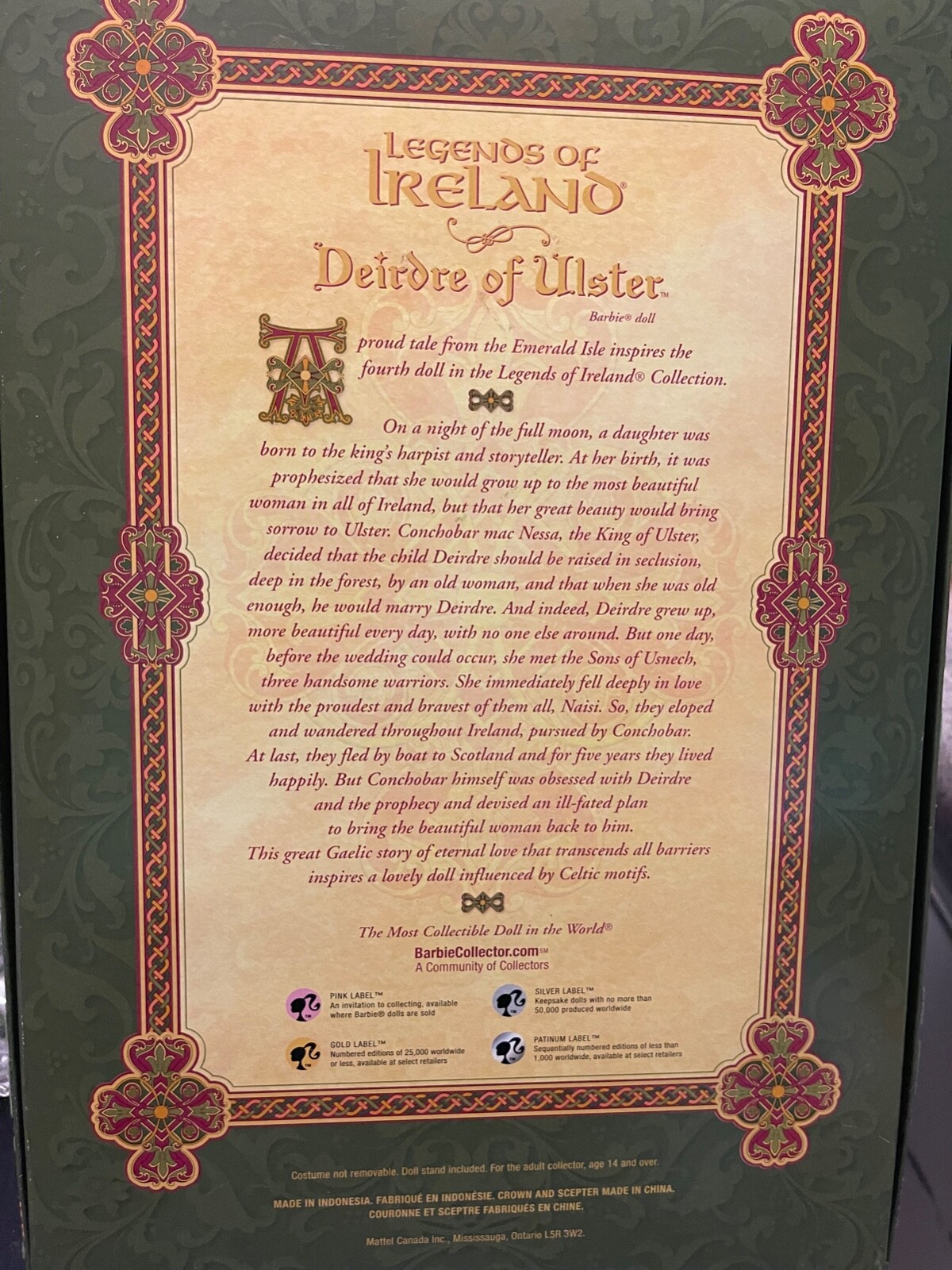 Mattel Legends of Ireland Deirdre of Ulster Barbie Doll K7977 Platinum NRFB for sale online | eBay