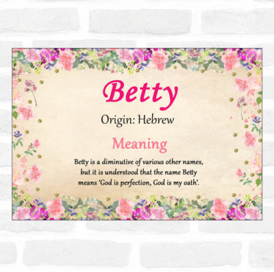 Betty Name Meaning Floral Certificate | eBay
