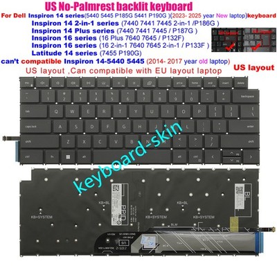 US-backlit Keyboard For Dell Inspiron 5440 5445 7441 7445 7645 P190G ...