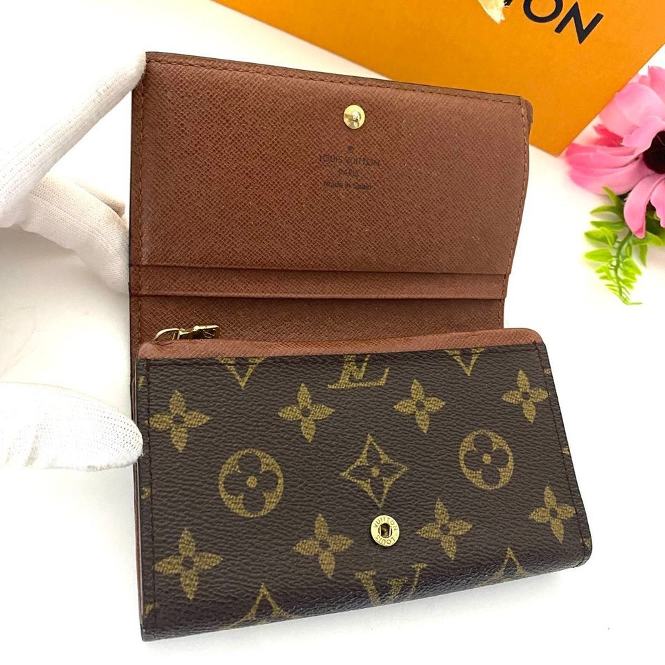 Louis Vuitton Tresor Monogram Bi-fold L-shaped zipper Brown Brown | eBay