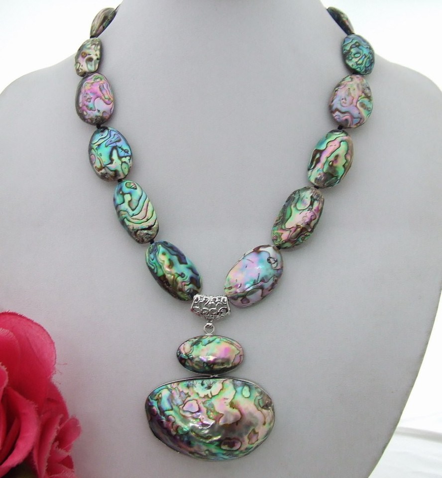 34x55MM natural Paua Abalone Shell Necklace | eBay