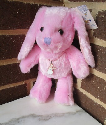 Build-A-Bear Mini Bunny Pink Pawlette 9" Plush- Pink Medal Necklace ...