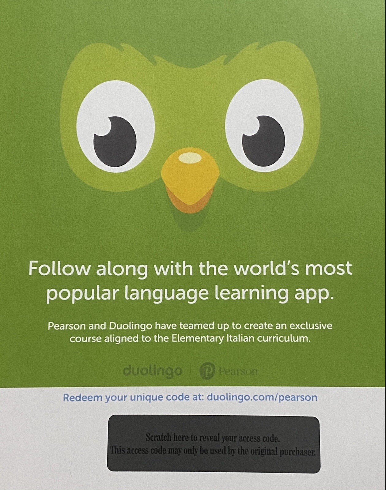 Duolingo -- Access Card -- Elementary Italian (Single-Semester ...