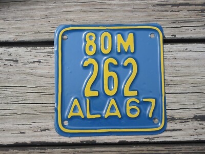1967 Alabama Motorcycle License Plate 80M 262 Bama ALA Indian Harley | eBay