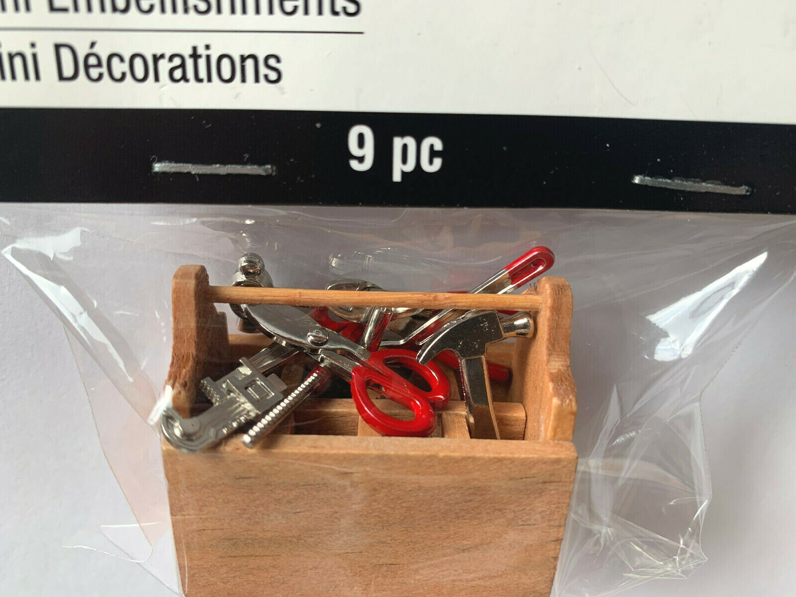 1 NEW MINIATURE 8 MINI TOOLS WOODEN TOOLBOX FOR BARBIE DOLLHOUSE ...