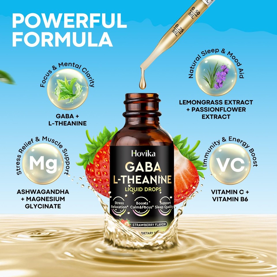 GABA L-Theanine Drops - Liquid GABA L-Theanine Supplement with L ...