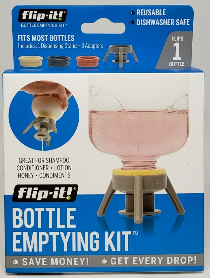 Flip-It Reusable Bottle Emptying Kit New Shower Kitchen Office Workshop ...