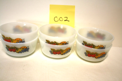 6-VTG Anchor Hocking Fire King 6oz White Custard Cup Bounty Fruit ...