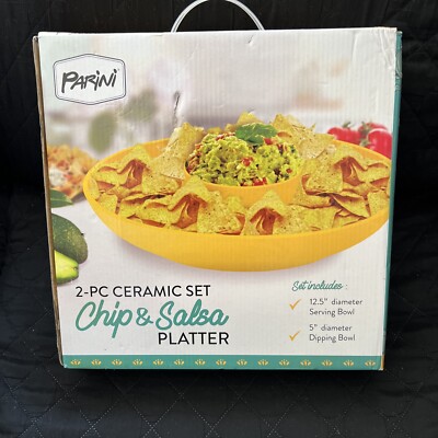 Parini 2pc Ceramic Set CHIPS and SALSA Serving PLATTER ~ New! | eBay