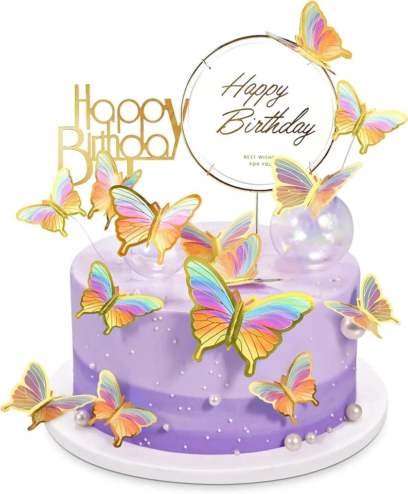 22 Pcs Butterfly Cake Topper Set Happy Birthday Cake Topper Butterfly ...