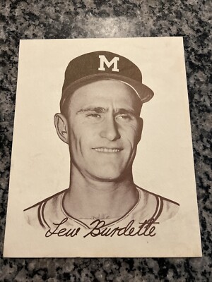 1954 Preferred Product- Lew Burdette - Milwaukee Braves- 8 x 10 / Heavy ...