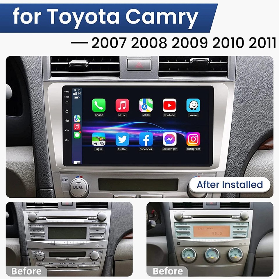 For Toyota Camry 2007-2011 Android 15 CarPlay Car Stereo Radio GPS ...