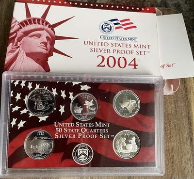 *1, SILVER , 2004 Partial Proof Set , Five Silver Coins , NO BOX , US ...