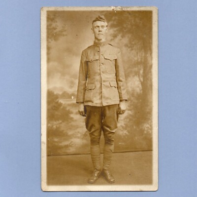 Vintage Photograph Postcard RPPC WWI Doughboy in Uniform MILITARY ...