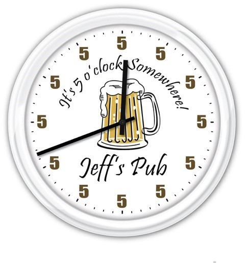5 o'clock Somewhere Beer Mug PERSONALIZED Pub Bar man cave Wall Clock ...