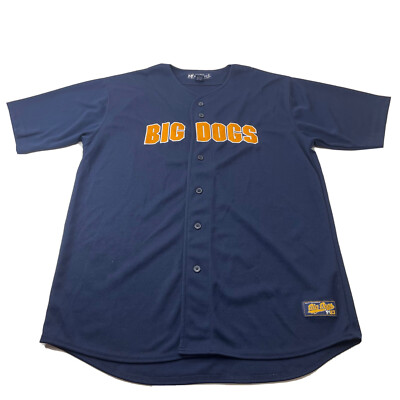 Vintage Big Dogs Button Up Navy Blue Baseball Jersey Men’s Large Made ...