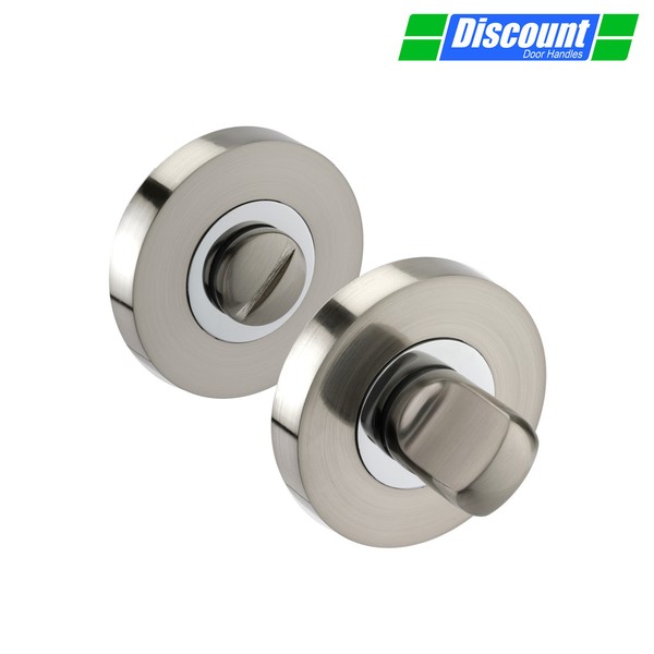 Thumb Turn Lock for Bathroom & Toilet Doors - Duo Chrome Finish - 54mm ...
