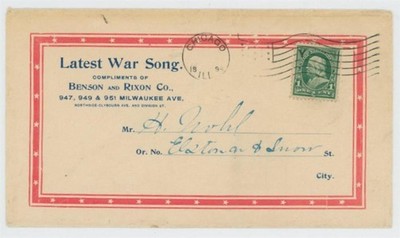 Mr Fancy Cancel 1c SPANISH AMERICAN WAR PATRIOTIC LATEST WAR SONG ...