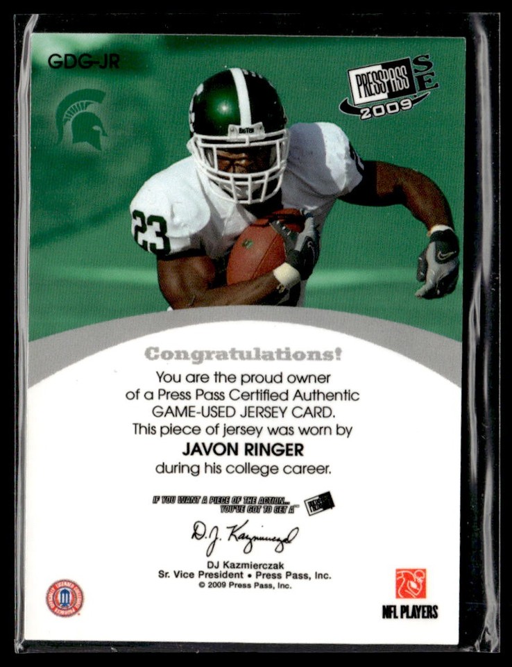 2009 Press Pass SE #GDG-JR Javon Ringer Game Day Gear Jerseys Gold ...