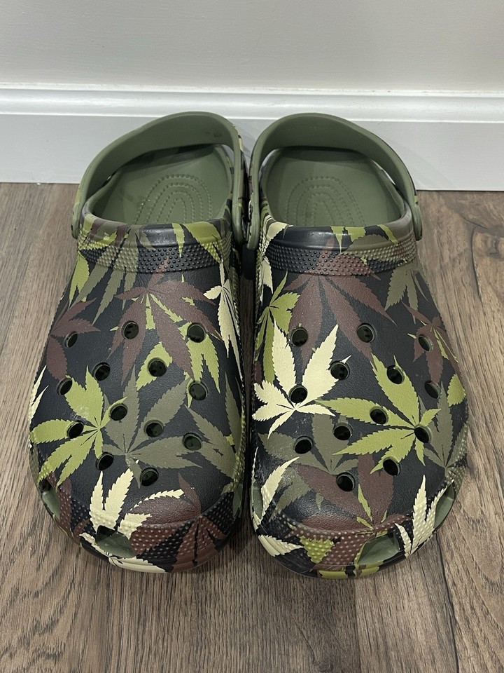 Crocs Classic Clogs Weed Hemp Marijuana Leaf Camo Print Men’s - Size 16 ...