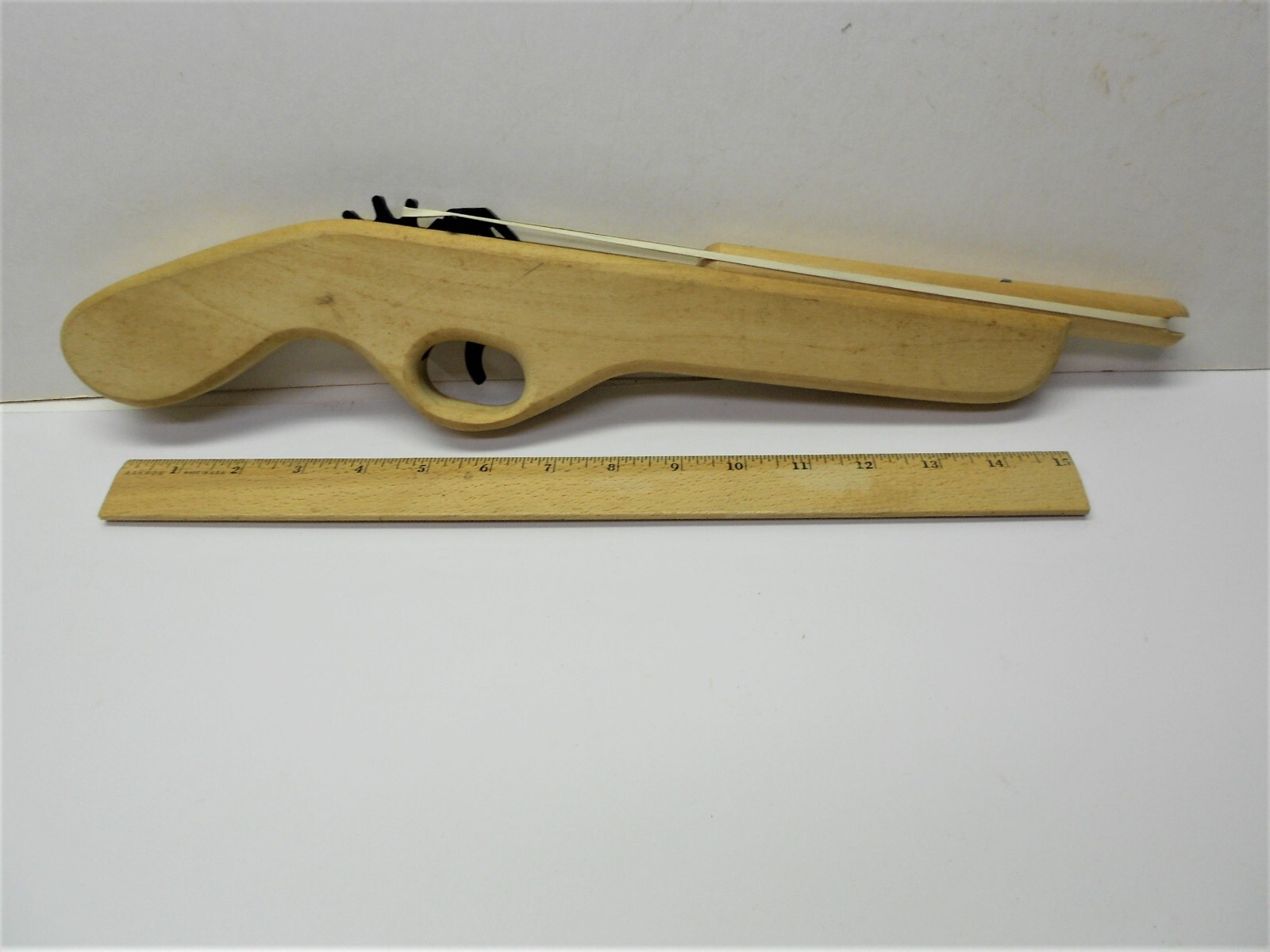 Vintage 18" Long Solid Wood Rubber Band Toy Gun, Shoot Targets, Flies ...