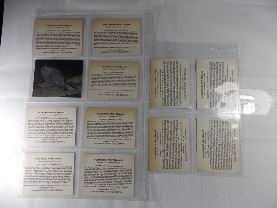 Sanitarium Health Foods Trade Cards Bush Birds of New Zealand Complete ...