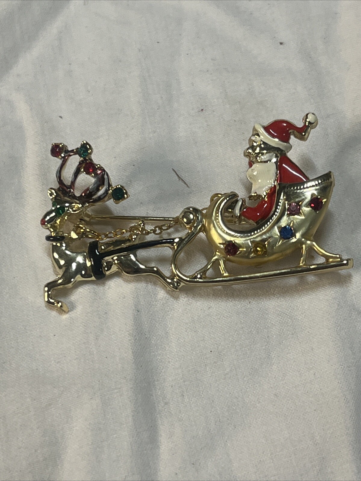 santa and reindeer pin brooch | eBay