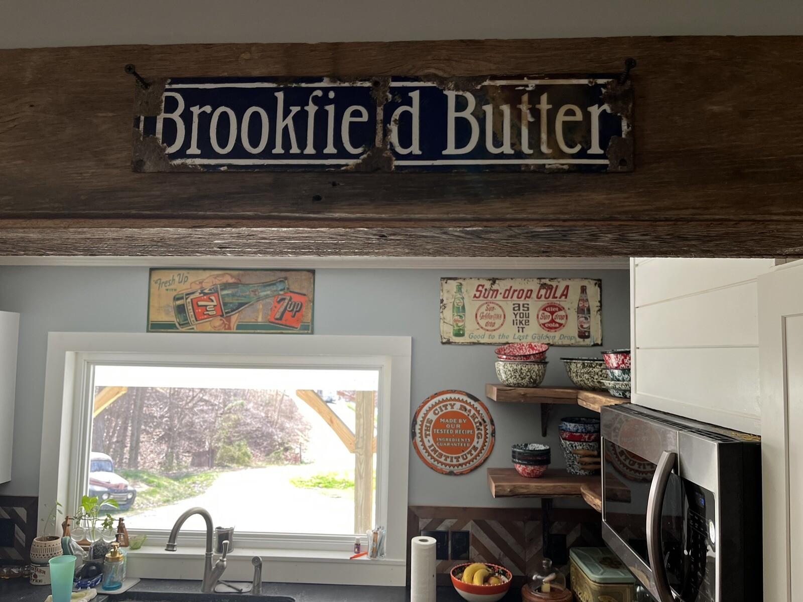 Brookfield Butter Original Porcelain Sign Blue White Kitchen Food ...