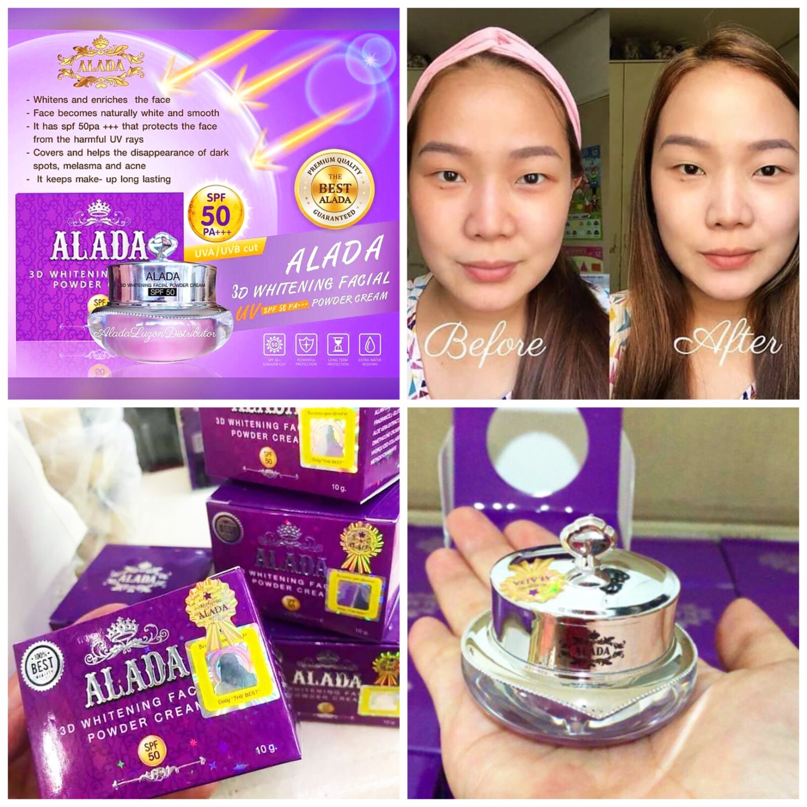 ALADA 3D Whitening Facial Powder Cream SPF 50 PA +++ 10g (USA 🇺🇸 SELLER ...