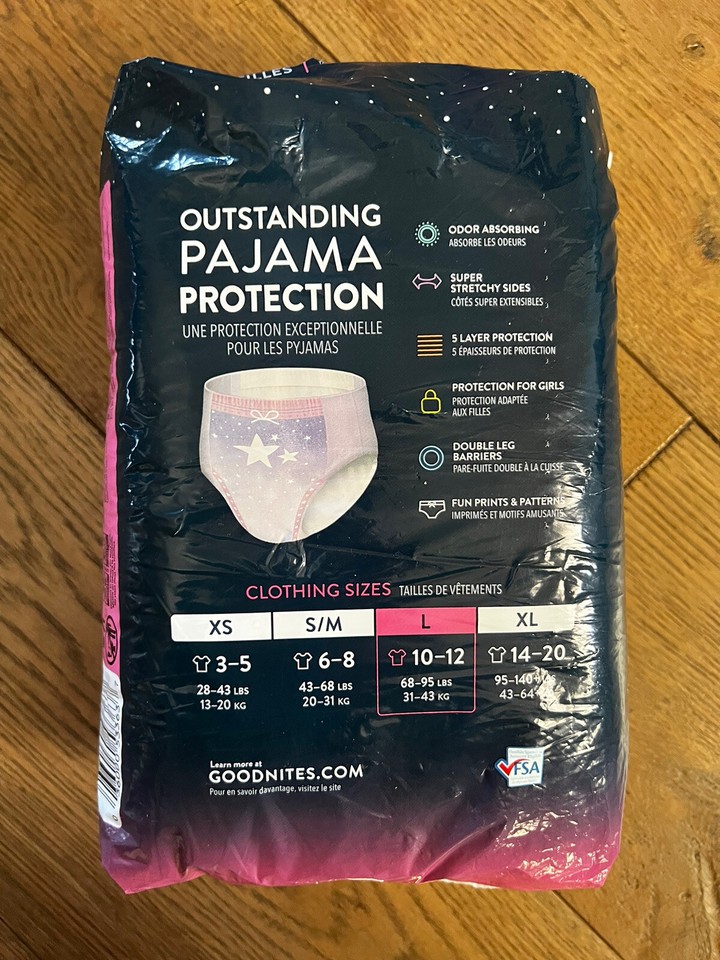 NEW! Goodnites Youth Absorbent Underwear Fits SZ 10-12 Large 68 to 95 ...