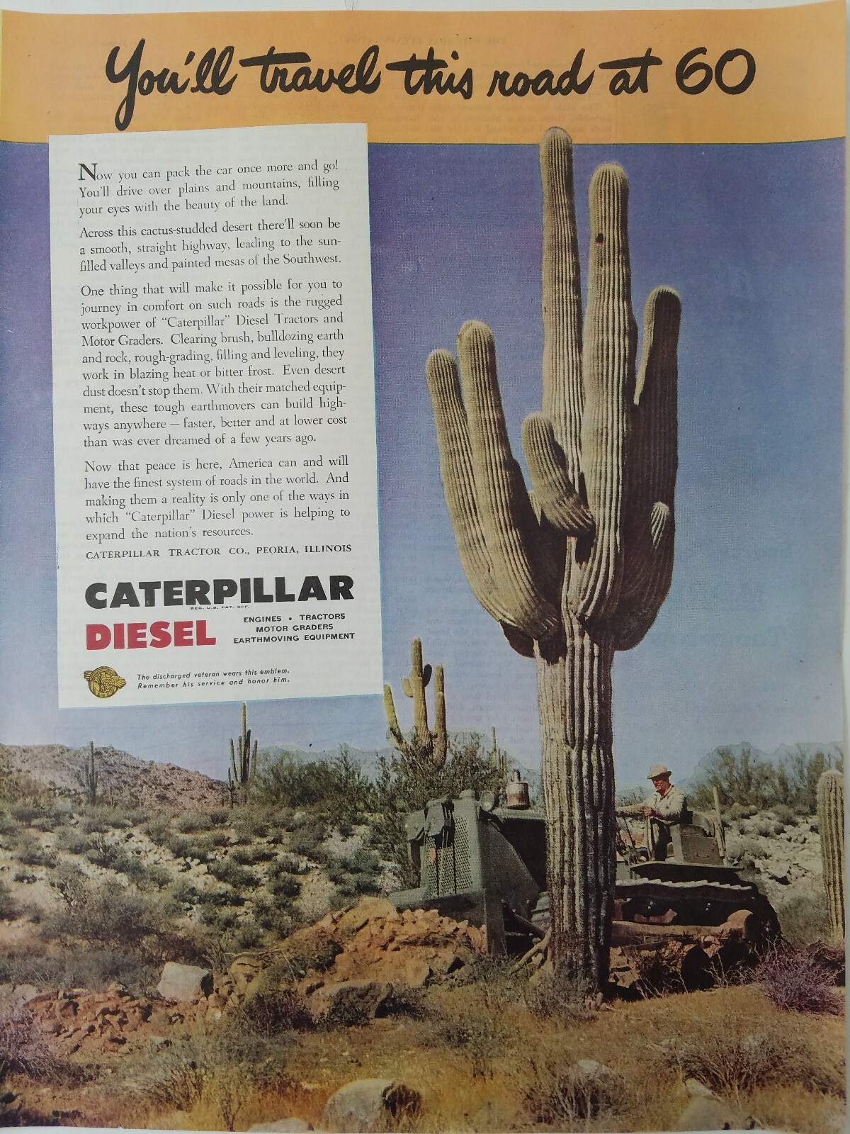 1945 Caterpillar diesel tractor Co Peoria Illinois Southwest cactus ...
