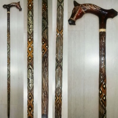 Handmade Horse-headed Walking Stick , Special Unique Handcarved Wooden ...