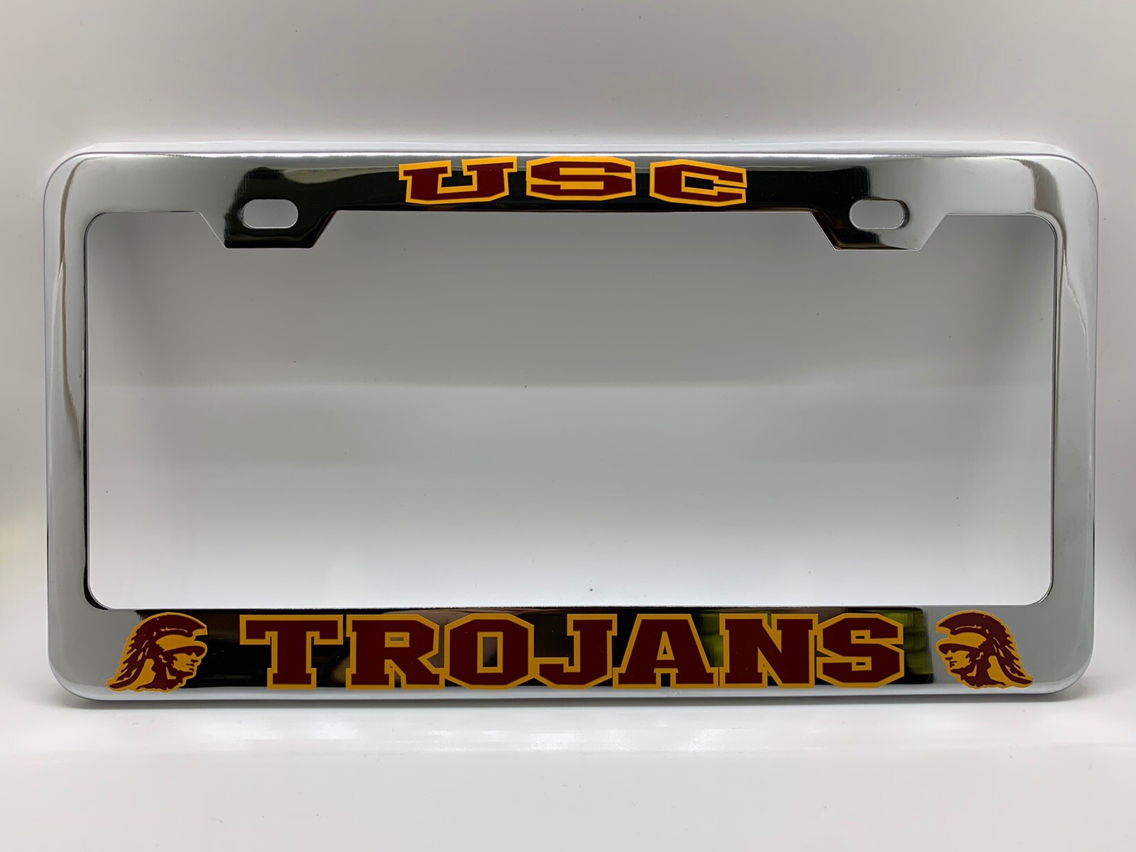 "USC TROJANS" License Plate Frame, Custom Made of Chrome Plated Metal ...