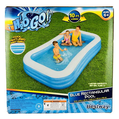 Bestway H2O GO Deluxe Blue Rectangular Family Pool 10' X 6' x 22" New ...