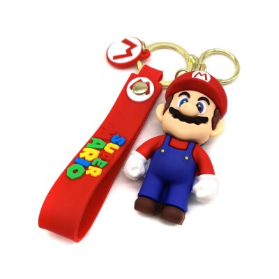 Super Mario Bros Keychain Cartoon Mario Figure Toy Doll Keyring Bag ...