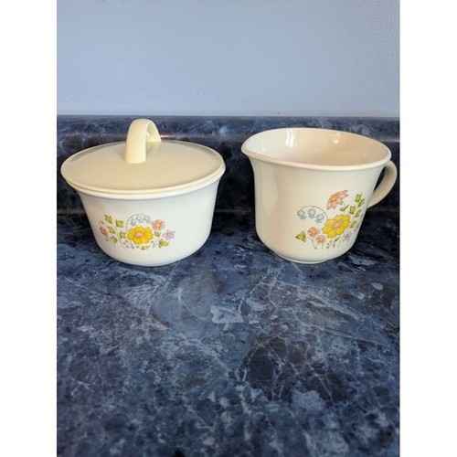 Corelle Spring Meadow Vtg Cream Sugar Floral Pattern Retro Kitchen ...