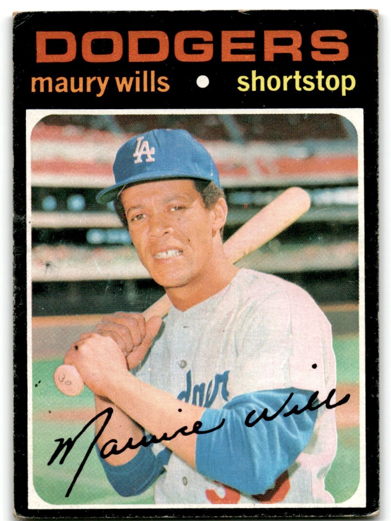 1971 Topps #385 Maury Wills Low Grade (crease) Vintage Baseball Card ...